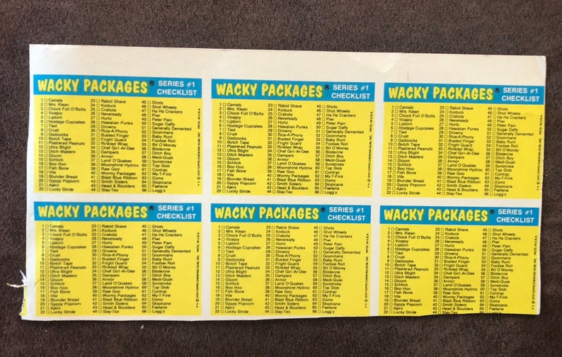 Sheet of 6 Vintage Topps Wacky Pack 1970s Stickers Hard to Find - Etsy