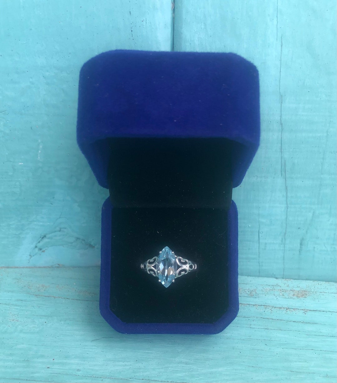 Beautiful New BBJ Sterling Silver .925 Faceted Aqua Marine Size 8 Ring ...