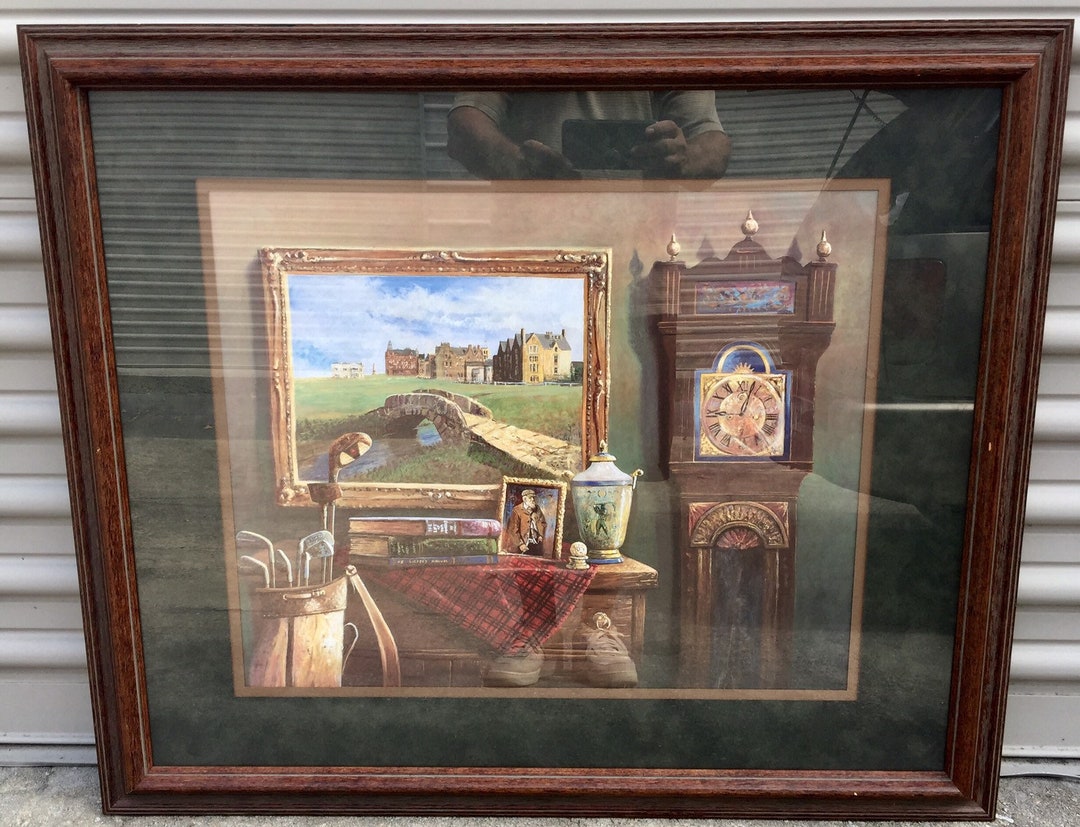 Vintage Ronald Lewis 1995 Nicely Framed Lithograph Golf Print 32” X 28 ...