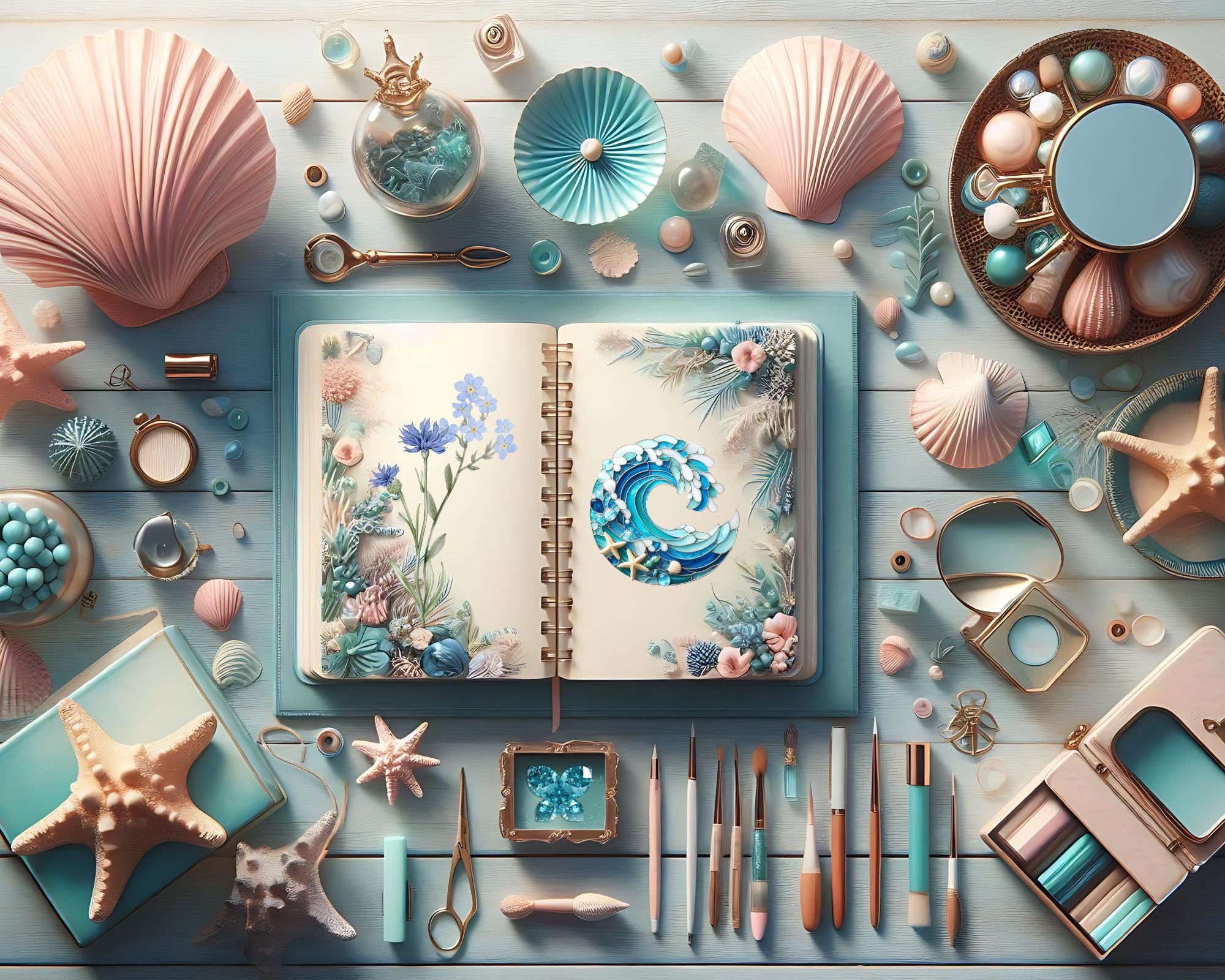 Stained Glass Ocean Wave Suncatcher Sticker Coastal Beach Decor With ...