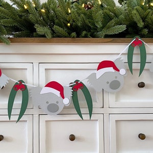 Koala Christmas Garland. Koala and Gum Leaf Xmas Banner. Photo Prop ...