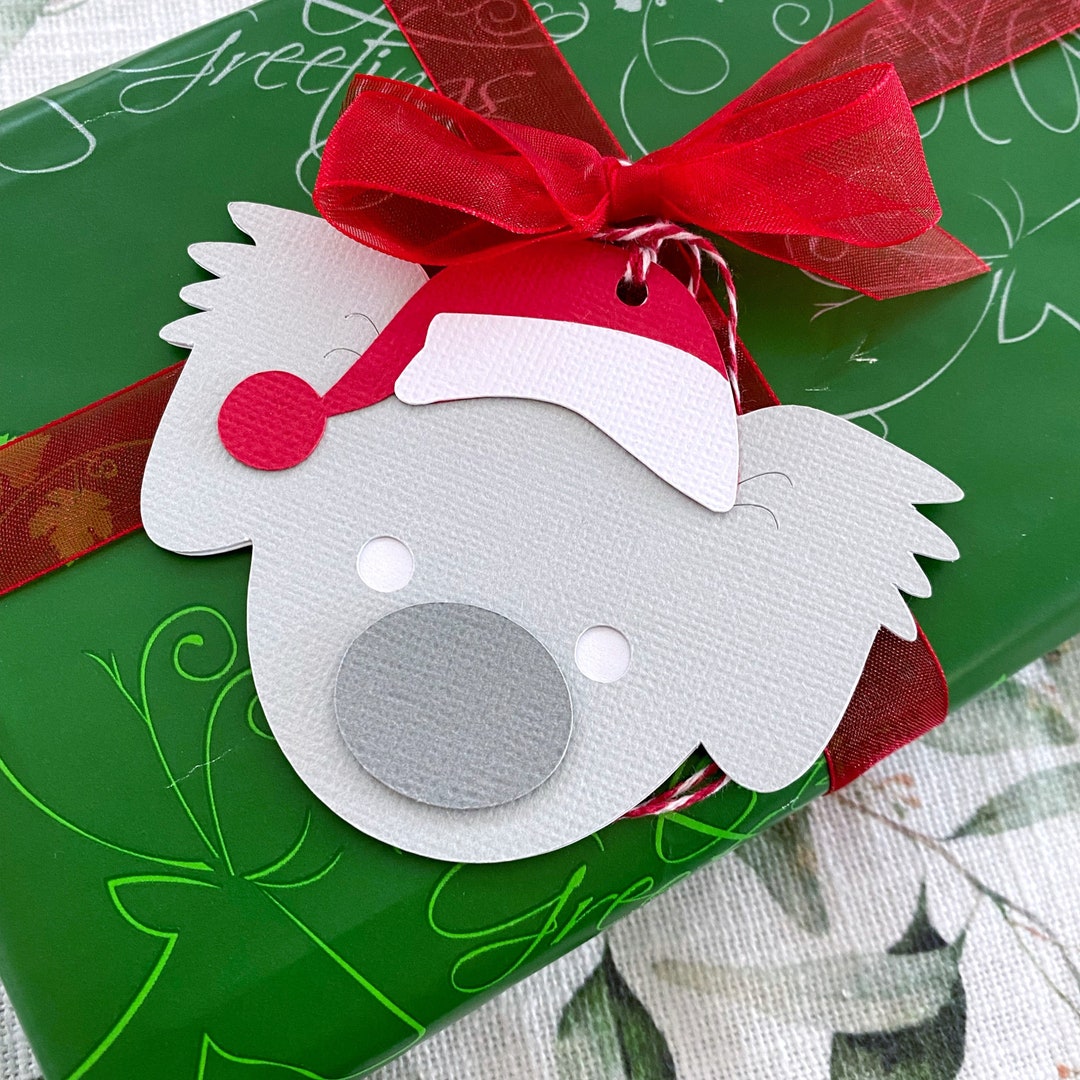 Aussie Christmas Koala Gift Tags. Koala With Santa Hat. Xmas Gift ...