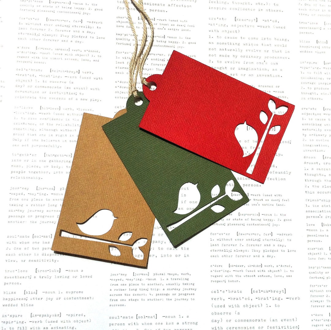Christmas Bird Branch Gift Tags. Little Birdie Gift Tags. Red, Green ...