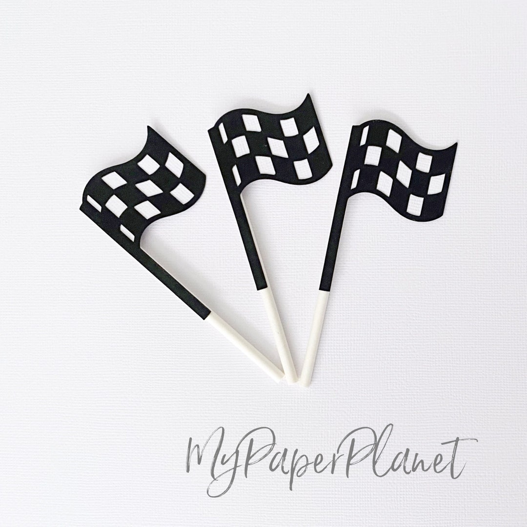 Checkered Flag Cupcake Toppers. Racing Car Birthday Party Decor, First ...