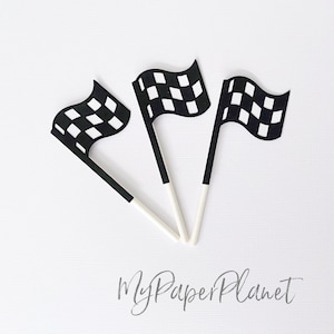 Checkered Flag Cupcake Toppers. Racing Car Birthday Party Decor, First ...
