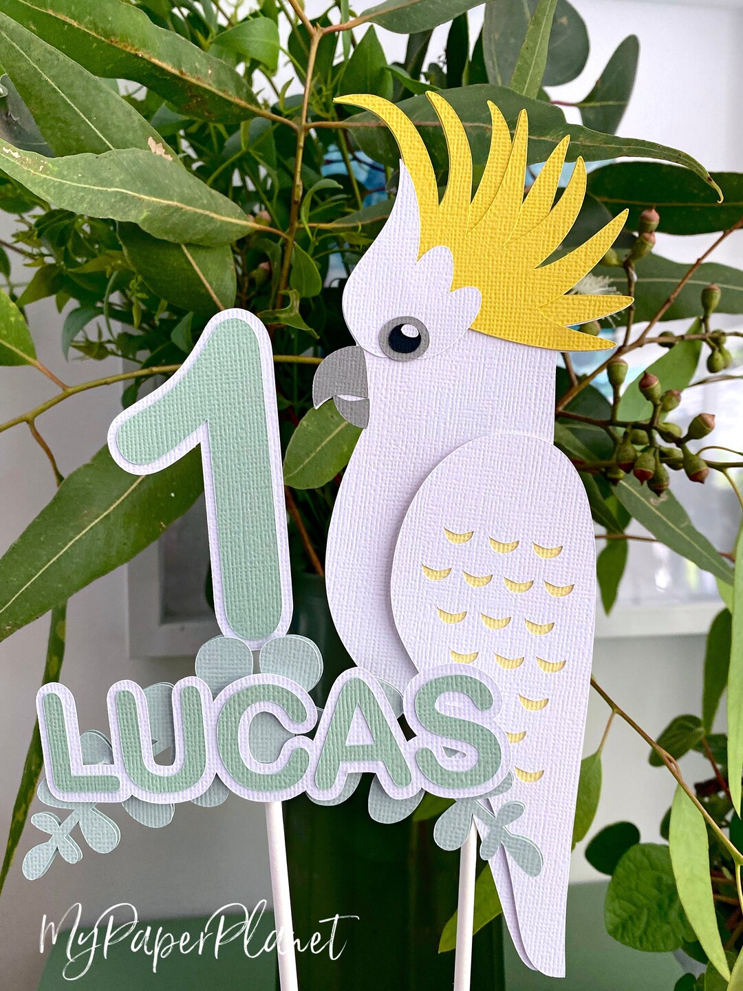 Cockatoo Cake Topper. Birthday Cake Topper, Add Name and Age ...
