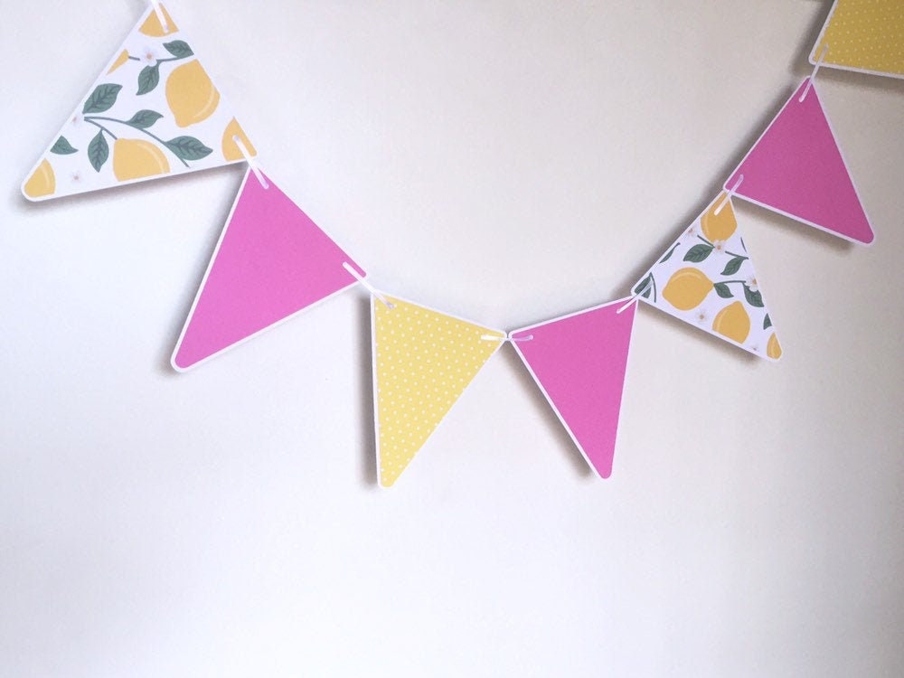Pink Lemonade Party Bunting Triangle Pennant Banner. Birthday - Etsy ...