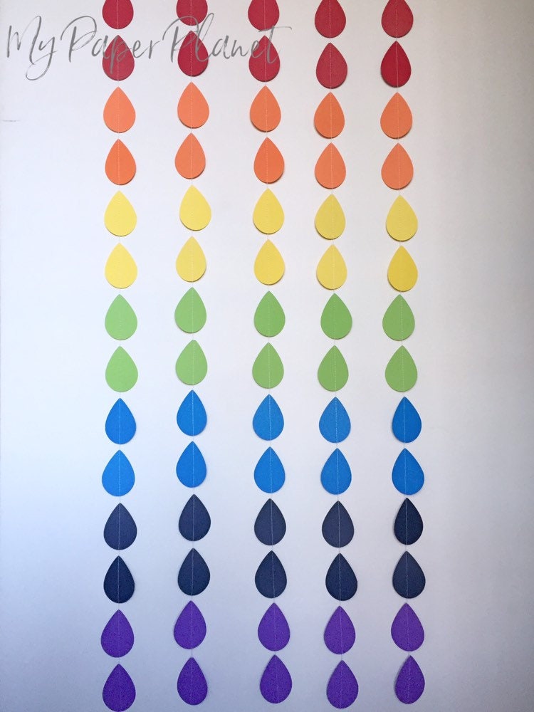 Raindrop Garlands. Rainbow Raindrop backdrop. Paper rain | Etsy