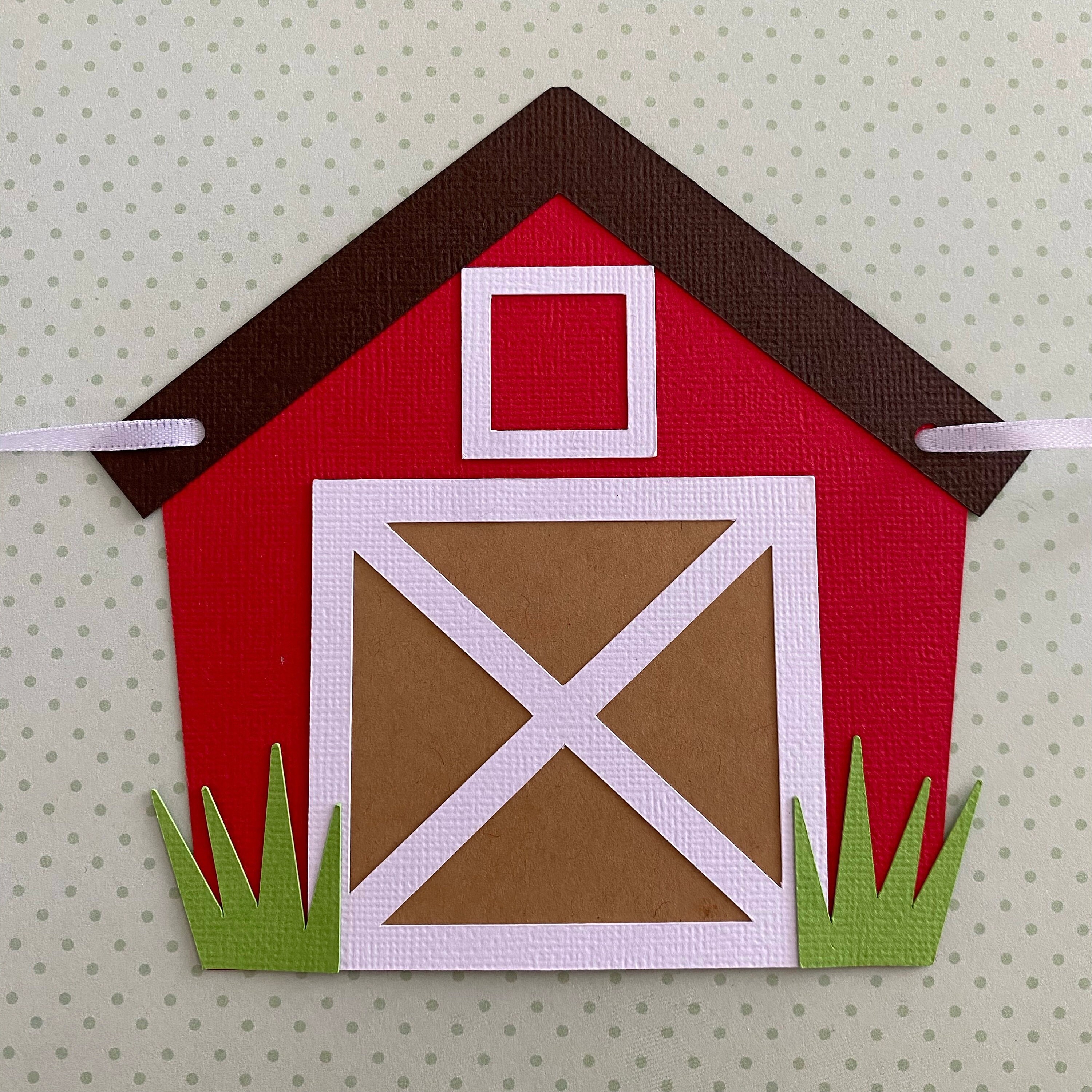 Farm Animals Banner. Red Barn Garland With Cow, Sheep, Pig, Horse ...