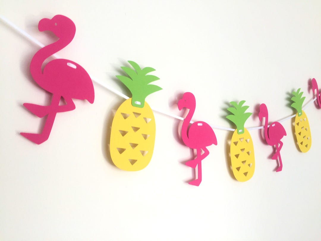 Tropical Flamingo and Pineapple Banner. Birthday Party - Etsy Australia