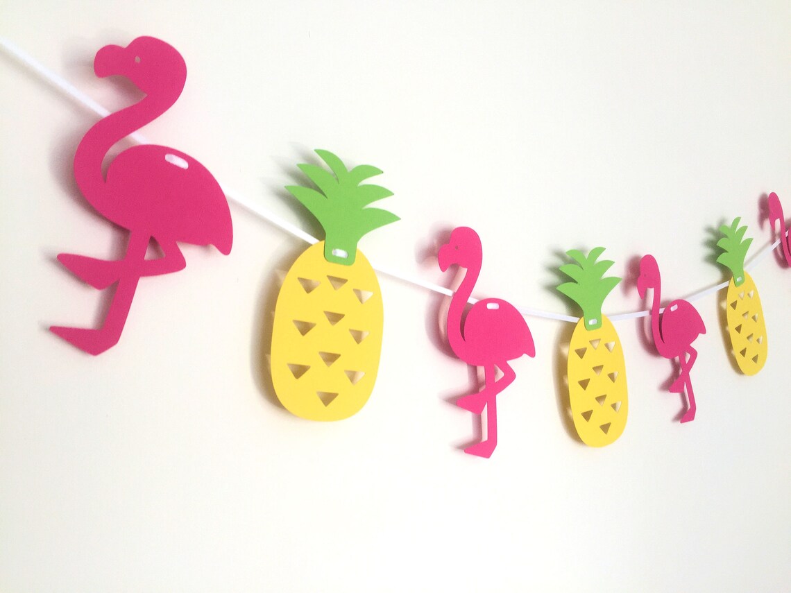 Tropical Flamingo and Pineapple Banner. Birthday Party - Etsy Australia
