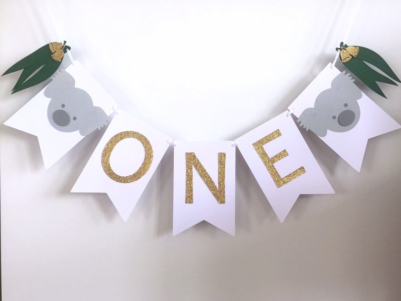 Koala Banner ONE With Gold or Silver Text. Custom Name Banner. - Etsy ...