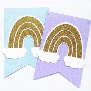 Pastel Rainbow Happy Birthday Banner. Custom Name, Party, First ...