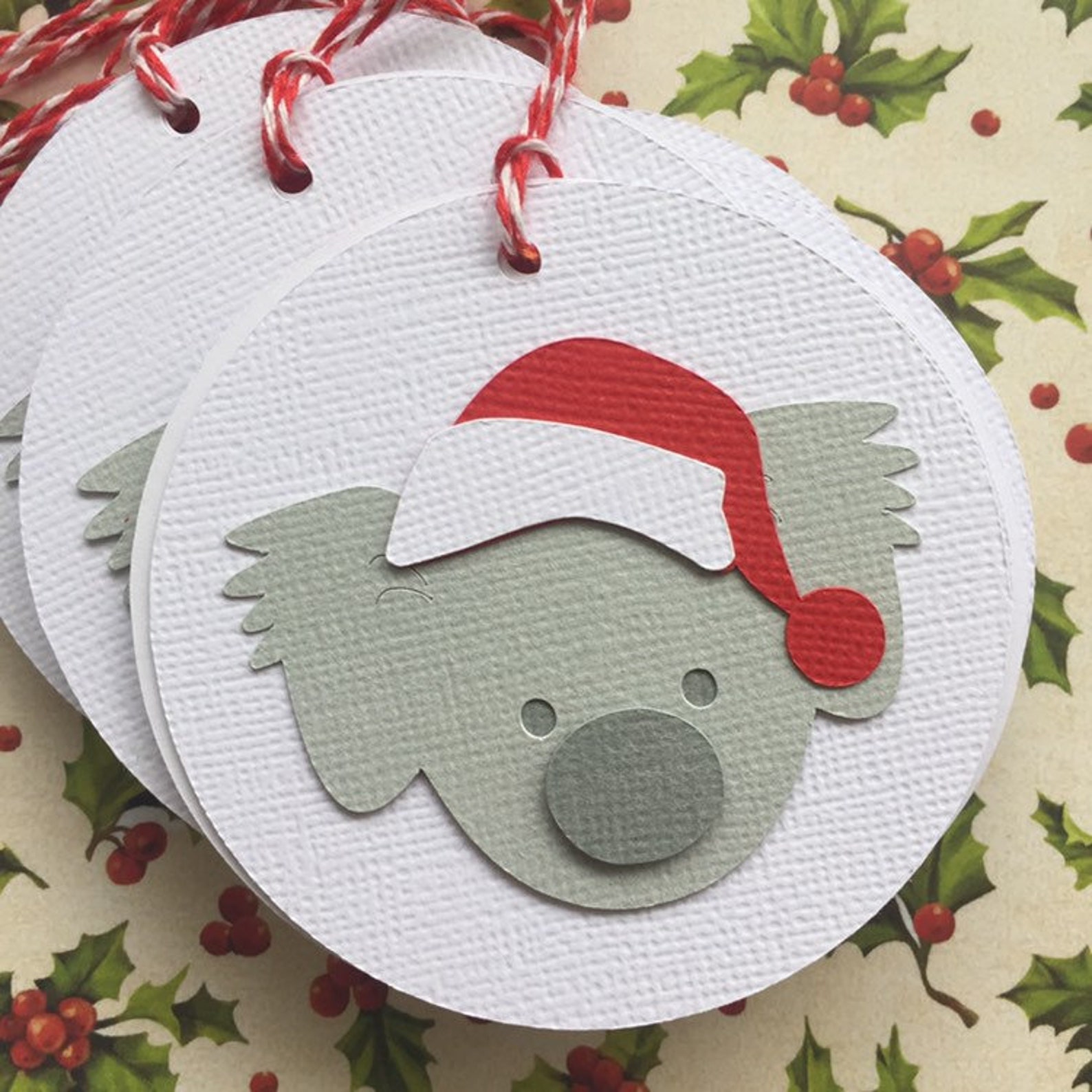 Christmas Koala Gift Tags. Koala and Santa Hat. Xmas Gift Wrapping ...