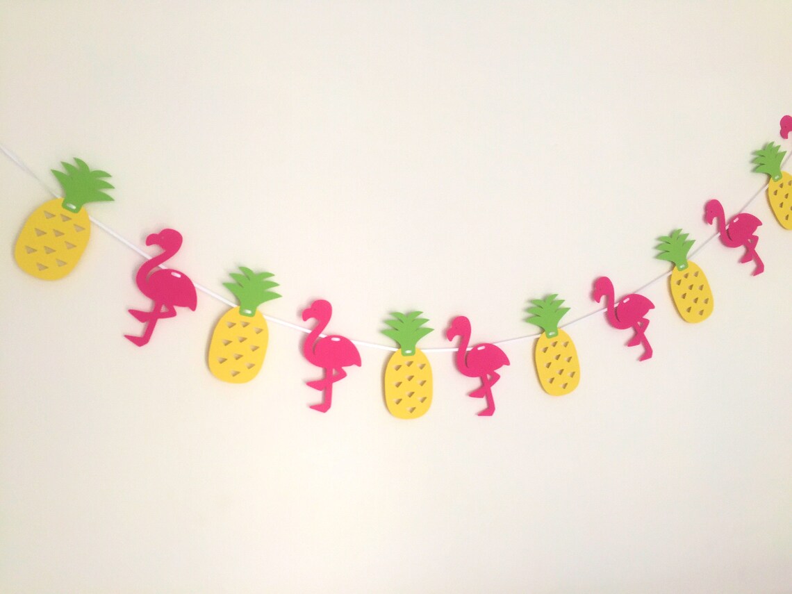 Tropical Flamingo and Pineapple Banner. Birthday Party - Etsy Australia