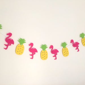 Tropical Flamingo and Pineapple Banner. Birthday Party - Etsy Australia
