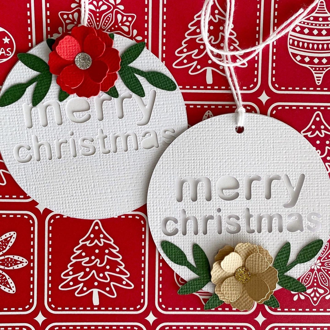 Christmas Floral Gift Tags. Xmas Flowers, Merry Christmas Gift Wrapping ...