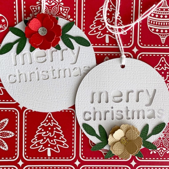 Christmas Floral Gift Tags. Xmas Flowers Merry Christmas Gift | Etsy ...