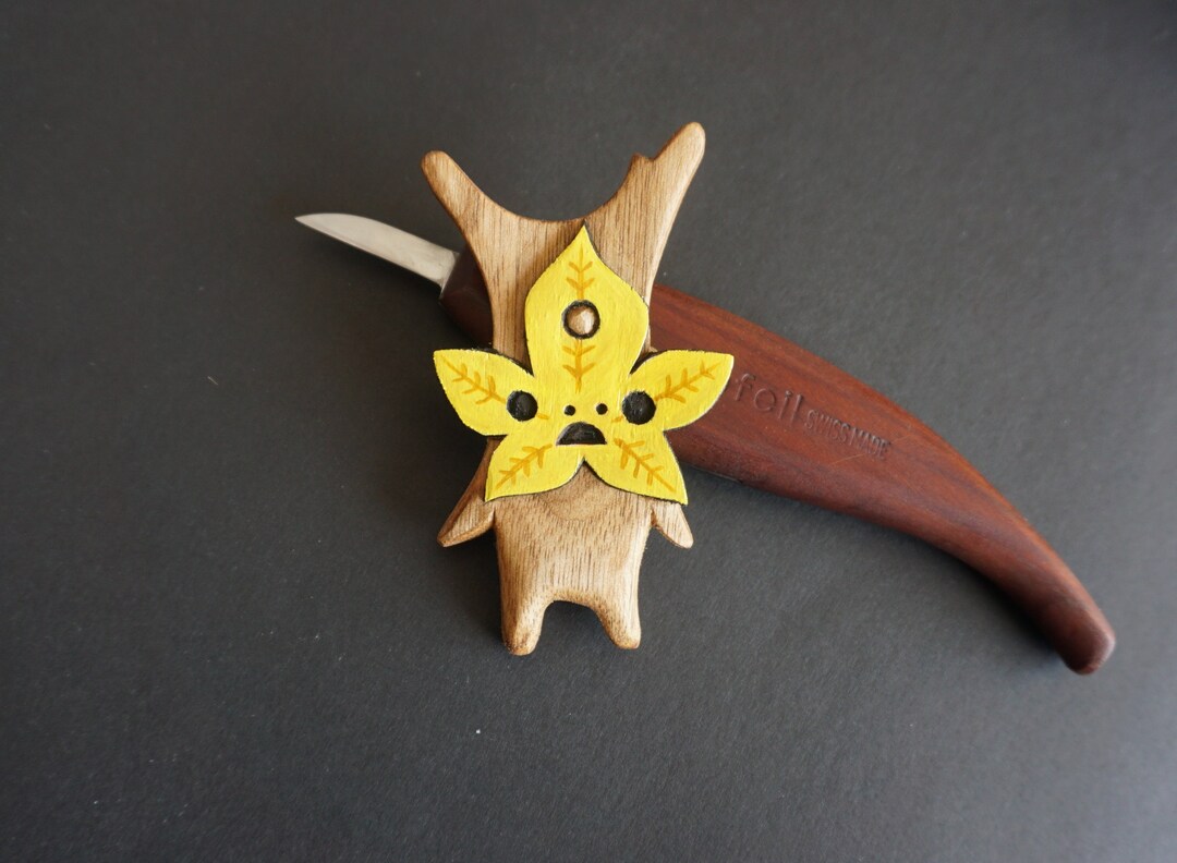 Korok - Hand Carved Legend of Zelda Fan Art, Yellow Leaf - Etsy