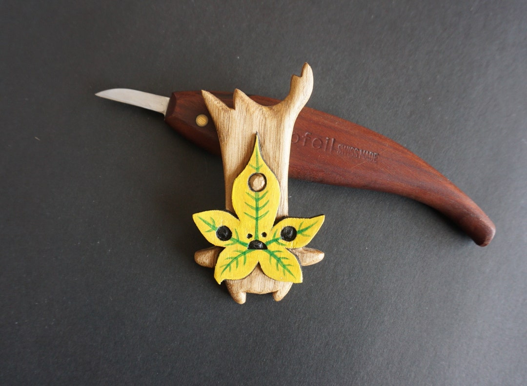 Korok - Hand Carved Legend of Zelda Fan Art, Yellow Leaf - Etsy