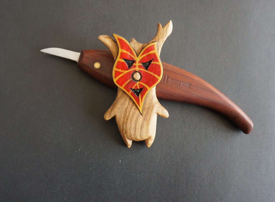 Korok Hand Carved Legend of Zelda Fan Art, Red Leaf - Etsy