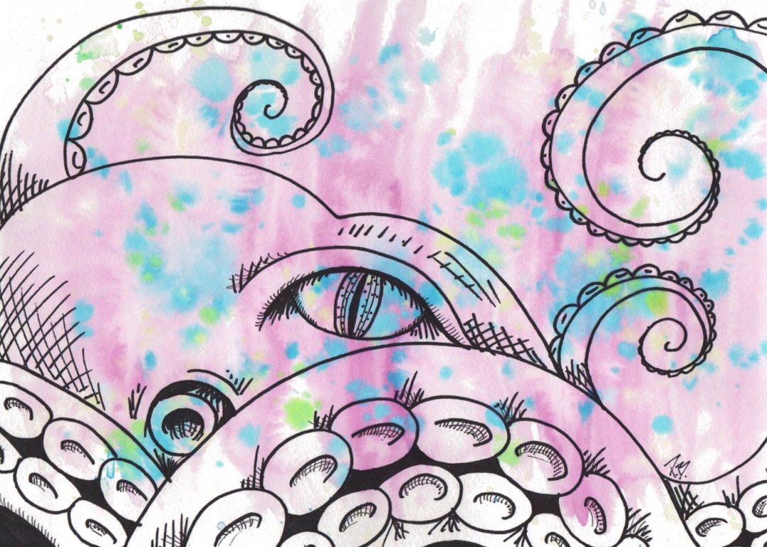 Watercolor Drawing Octopus Hee Tako Print - Etsy
