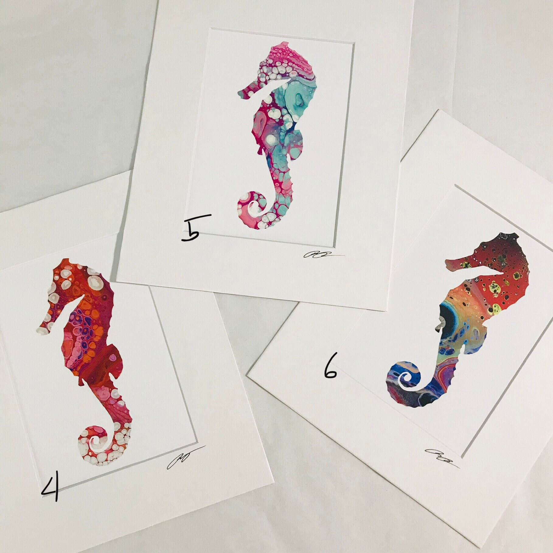 Seahorse Fish Acrylic Pour Painting Prints - Etsy