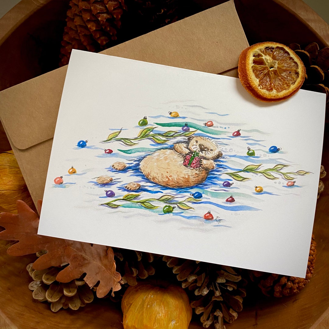 Sea Otter Christmas Card or Set Holiday Card California Oregon ...