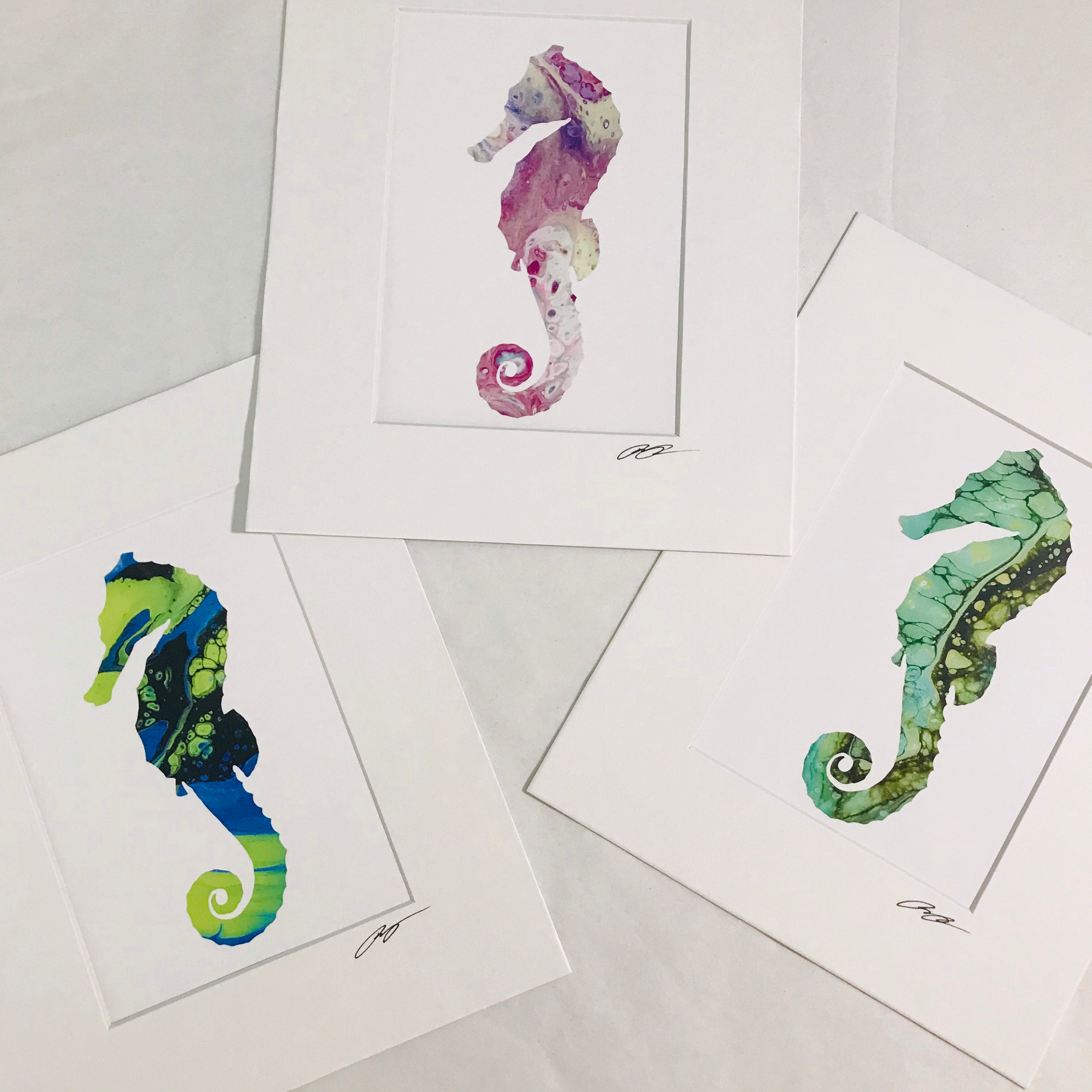 Seahorse Fish Acrylic Pour Painting Prints - Etsy