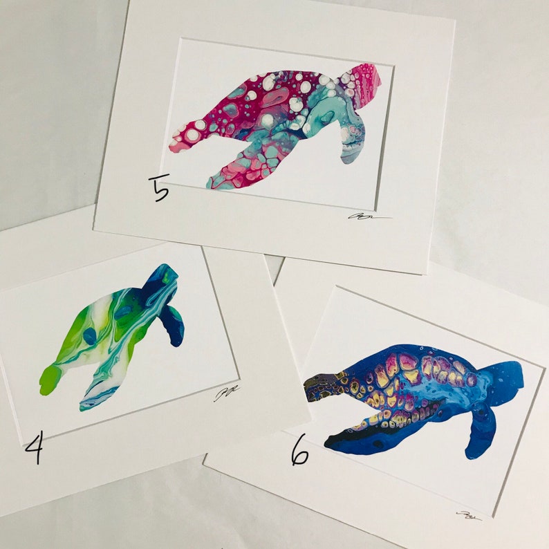 Sea Turtle Acrylic Pour Painting Prints - Etsy