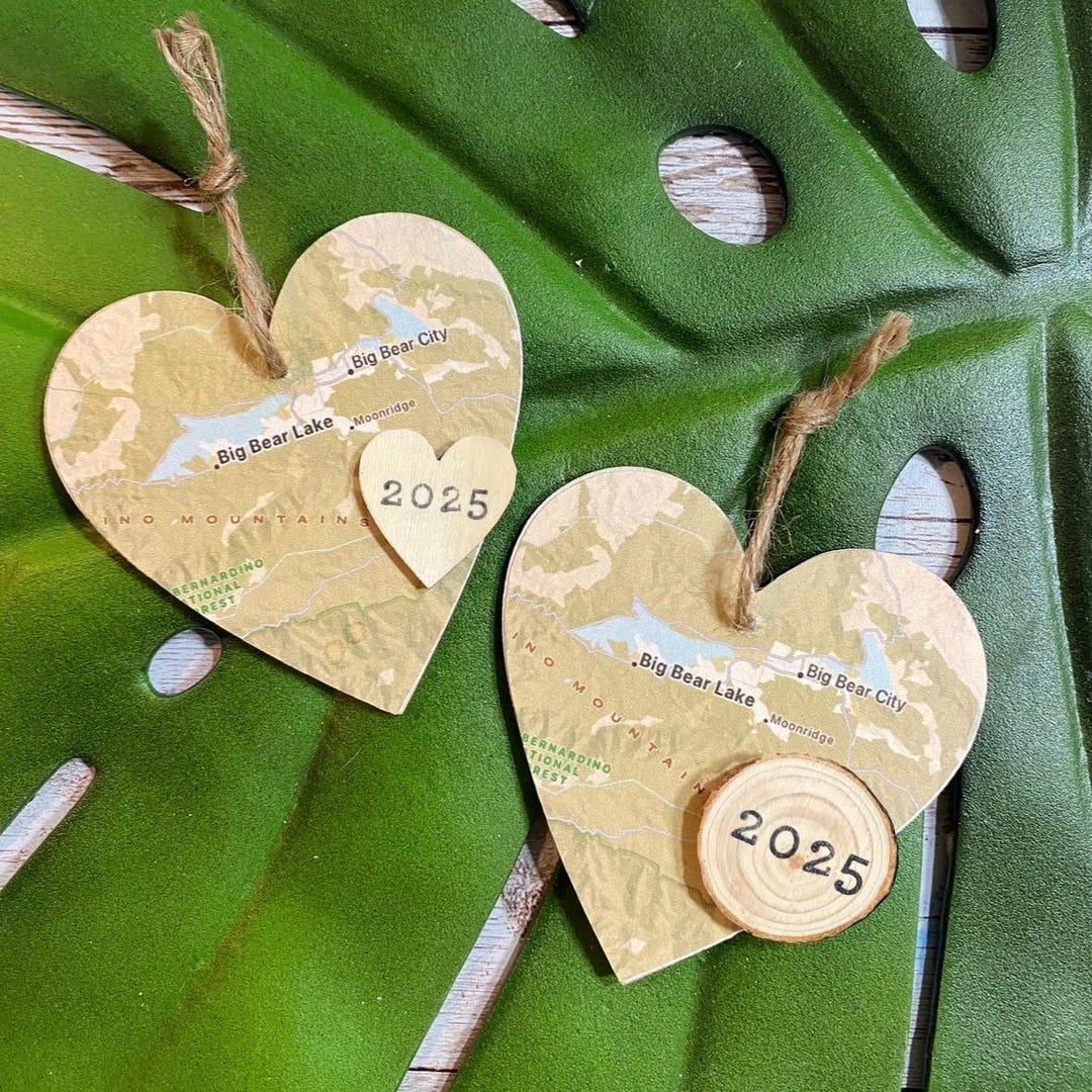 Big Bear Lake California Map Heart Shaped 2026 or Other Year Wood ...