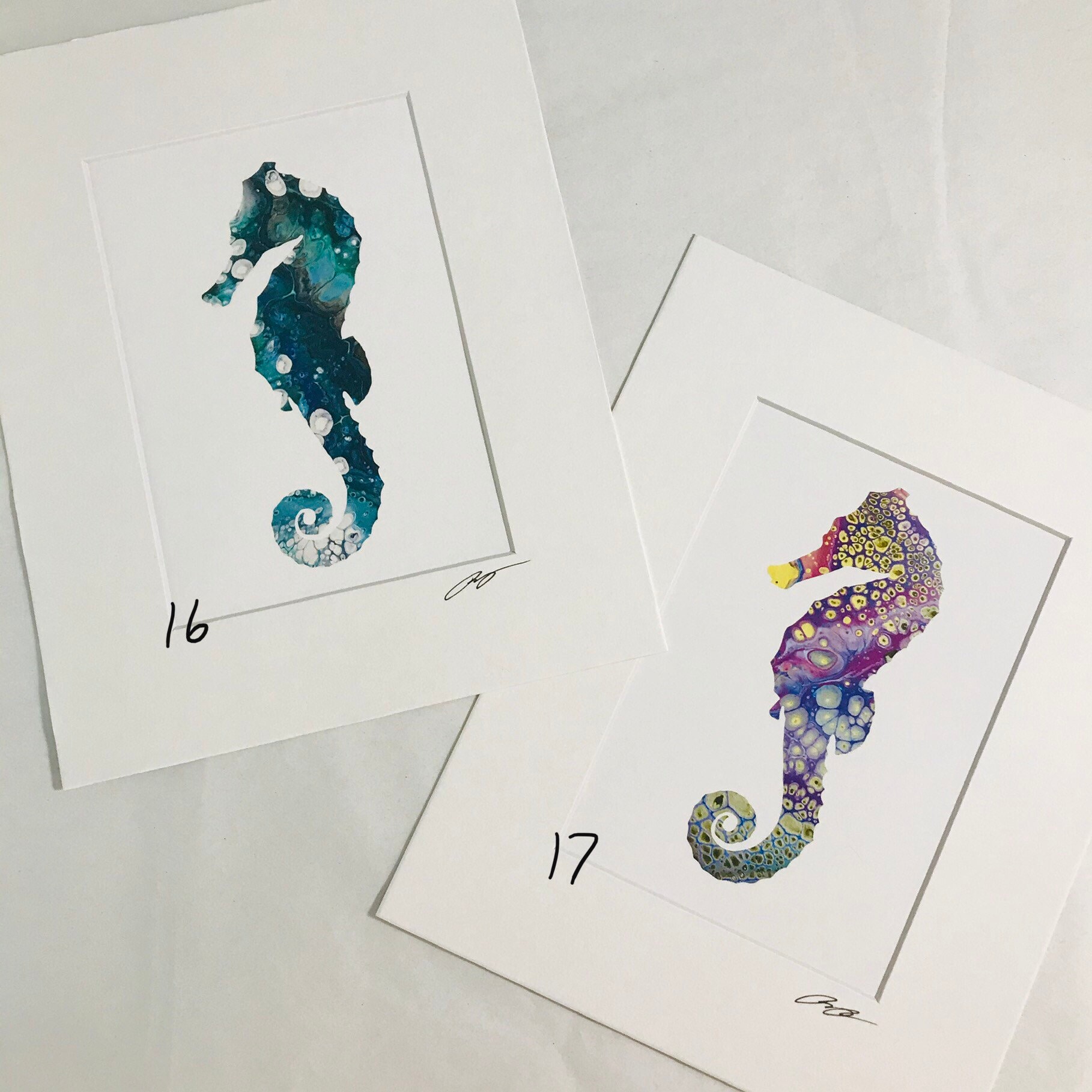 Seahorse Fish Acrylic Pour Painting Prints - Etsy