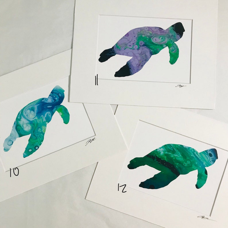 Sea Turtle Acrylic Pour Painting Prints - Etsy