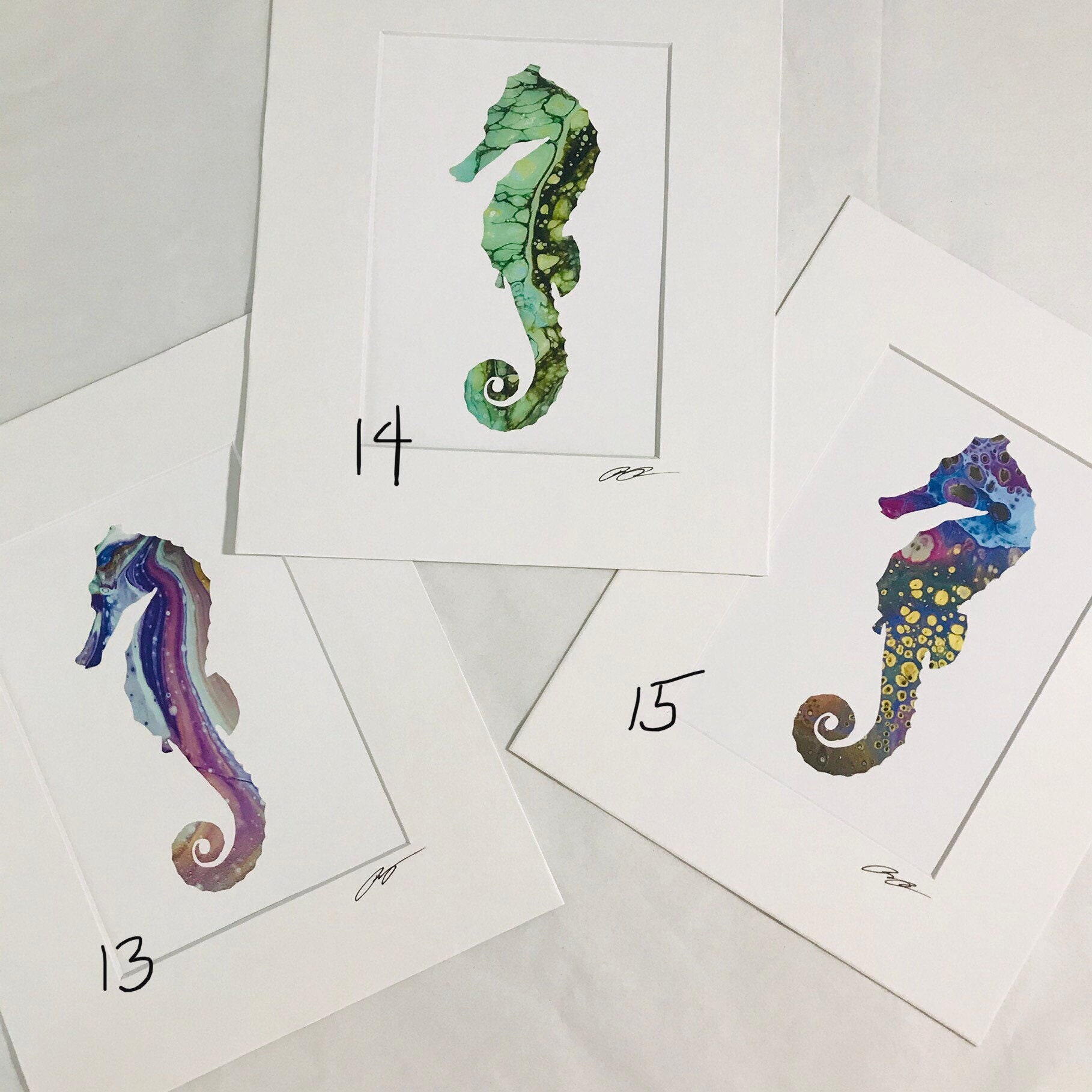 Seahorse Fish Acrylic Pour Painting Prints - Etsy