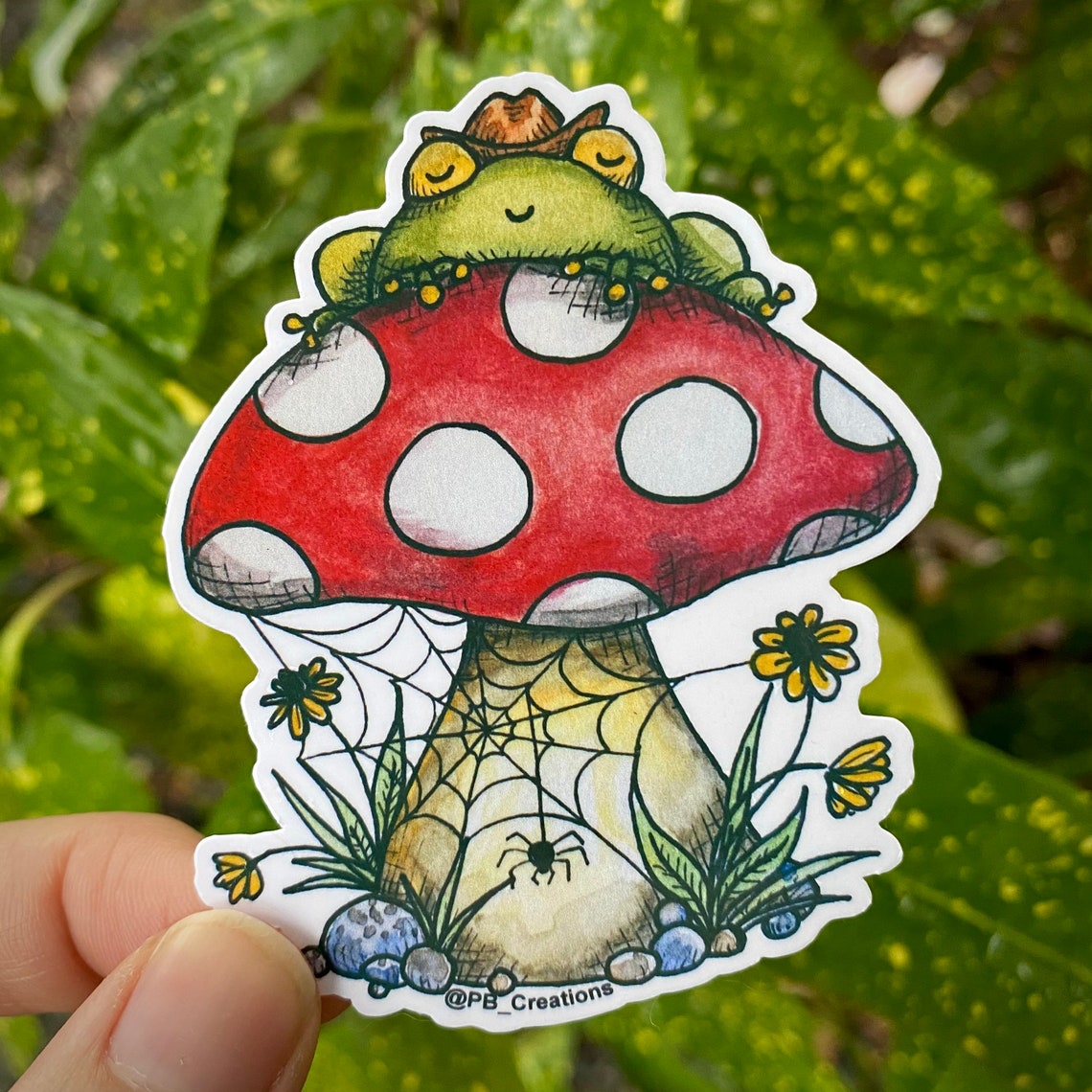 Vinyl Mushroom Toadstool Toad 3” Sticker Cottage Core Frog in a Hat ...