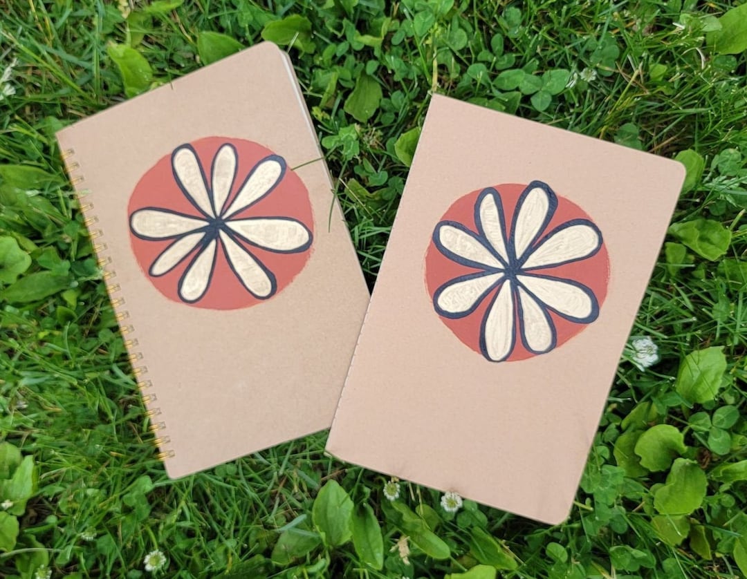 Simple Gold Leaf Flower Hand Painted Travelers Notebook Journal Spring ...