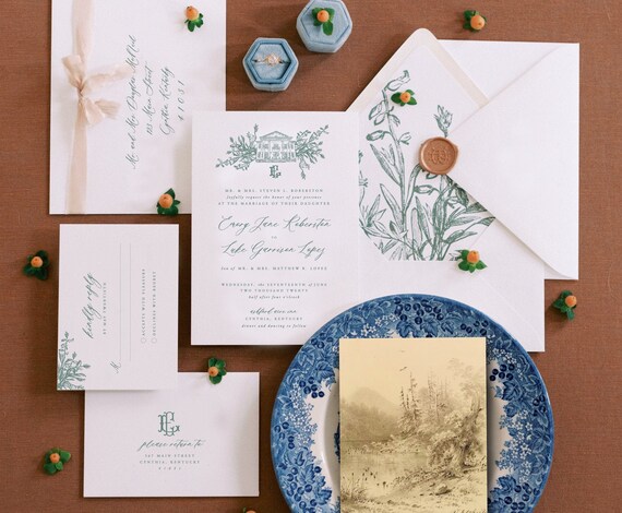 PRINTED Custom Venue Wedding Invitation Longest Time Design | Etsy