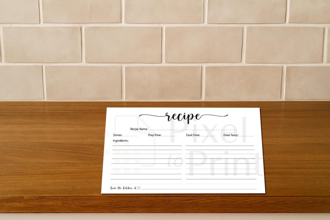 Printable & Fillable Recipe Card – 4x6 | Digital Download, Minimalist ...