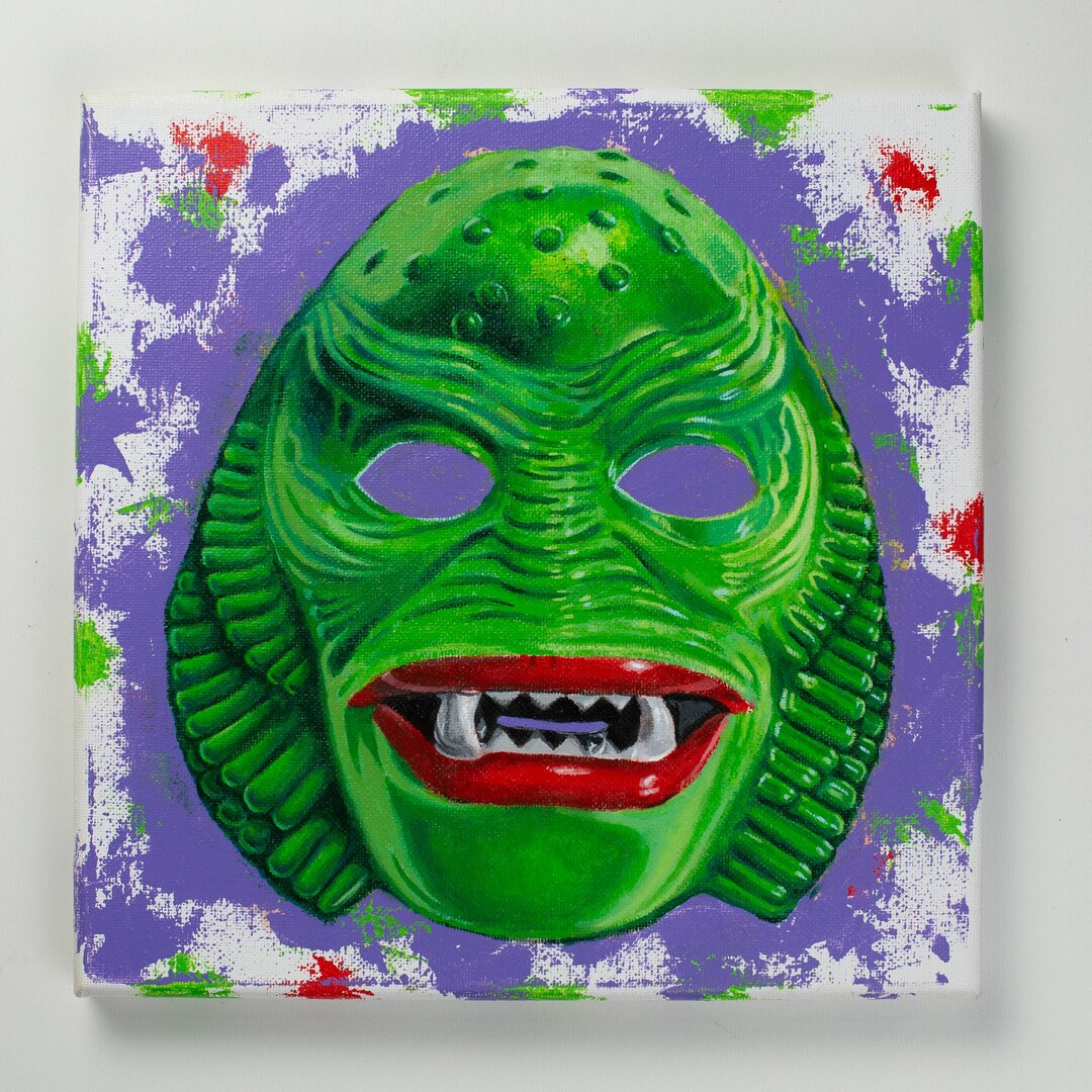 The Gillman Creature - Painting of Vintage Halloween Mask - Etsy