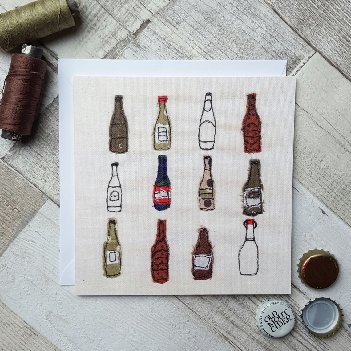 Printed Bottles Greetings Card Blank Inside - Etsy UK