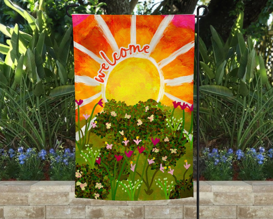 Welcome Garden Flag, Welcome Flag, Sunshine Flag, Sunshine Garden Flag ...