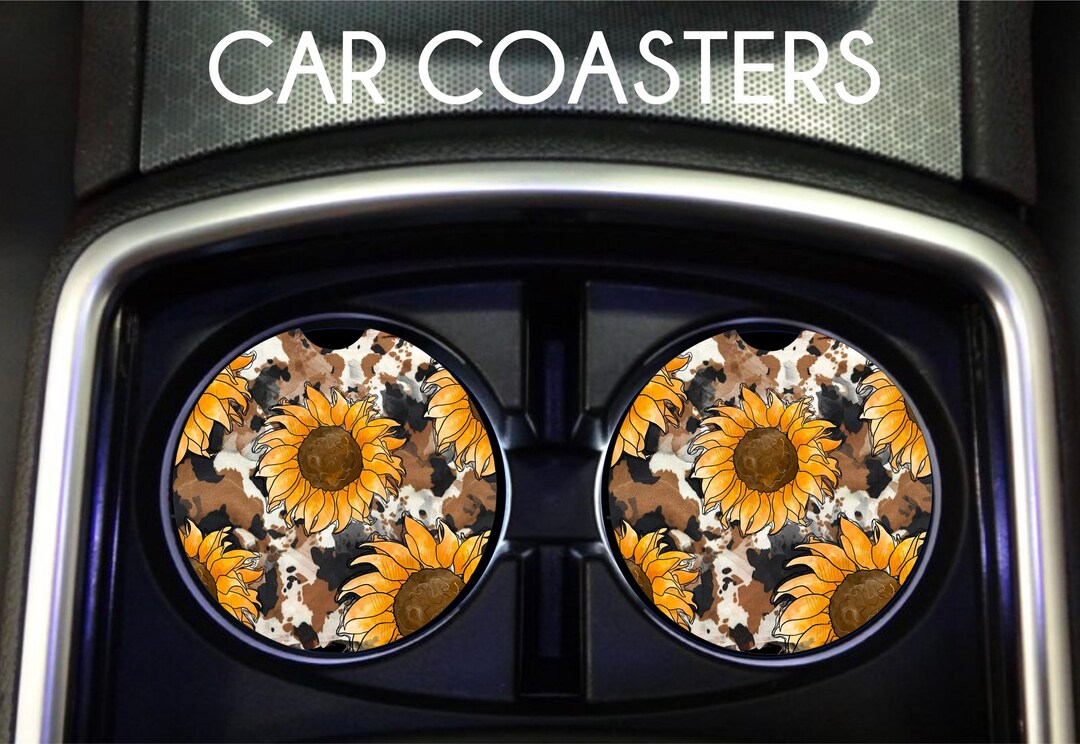 Sunflower Car Coaster, Rustic Sunflower Car Coaster, Sunflower Lover ...