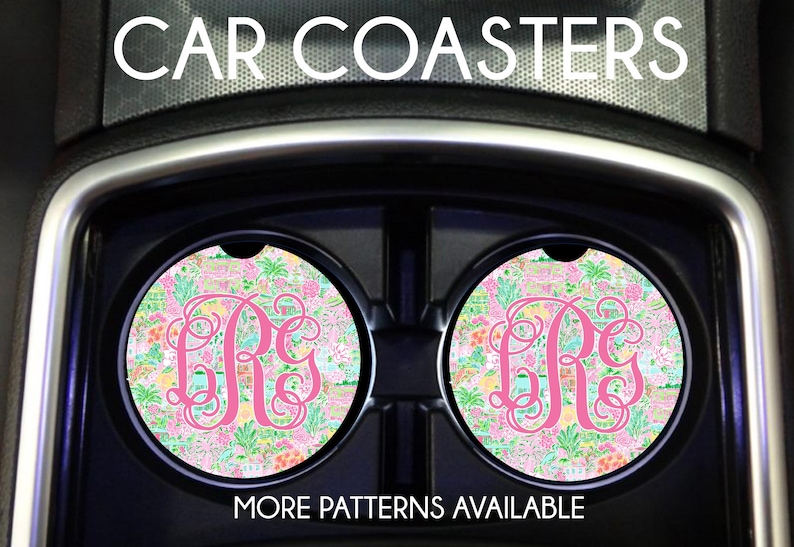 Preppy Car Coaster, Floral Car Coaster, Personalized Car Coaster, Girly ...