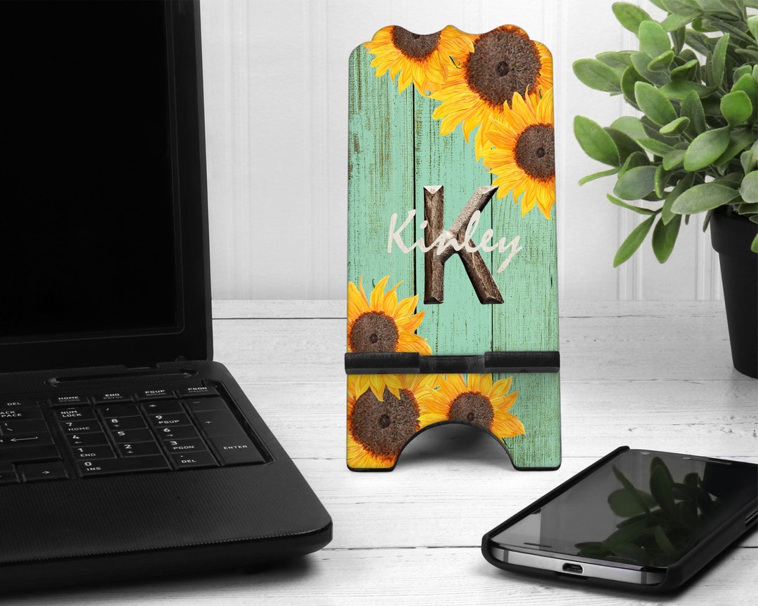 Phone Stand, Personalized Phone Stand, Cell Phone Stand, Sunflower ...