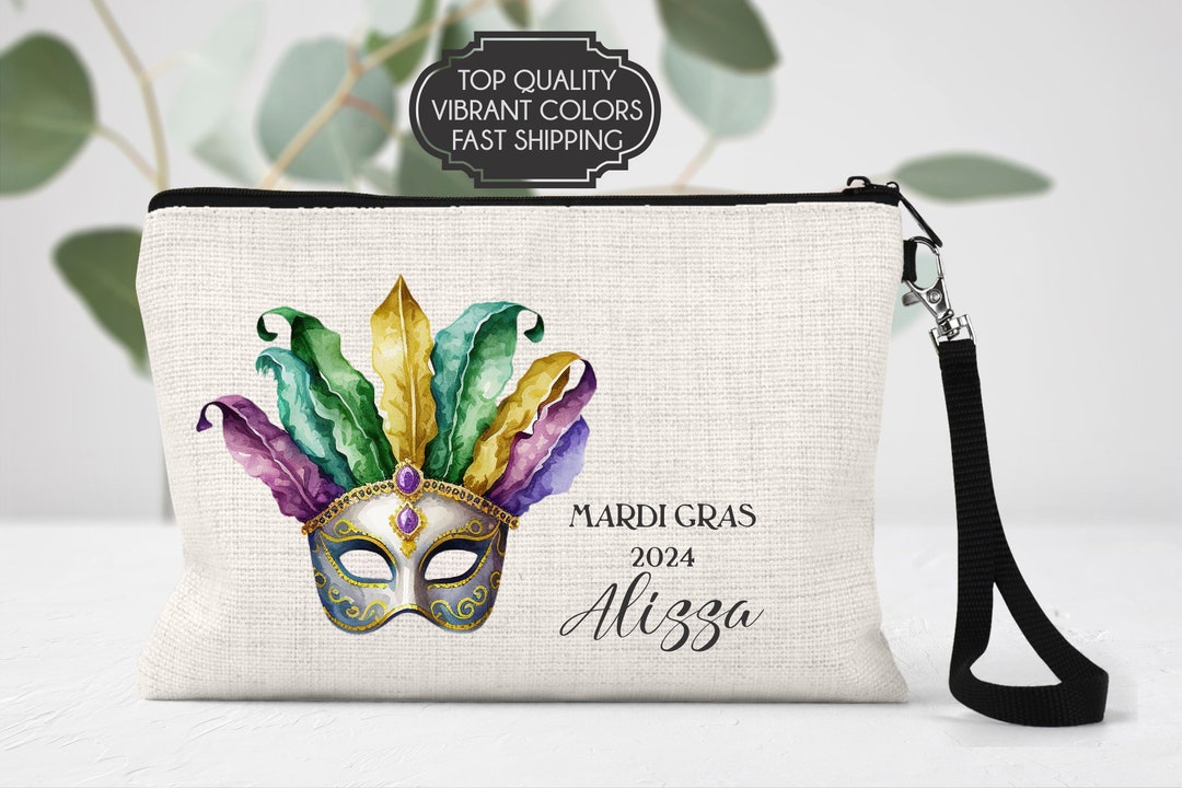 Mardi Gras Makeup Bag, Mardi Gras Bag, Mardi Gras Bead Bag, Mardi Gras ...