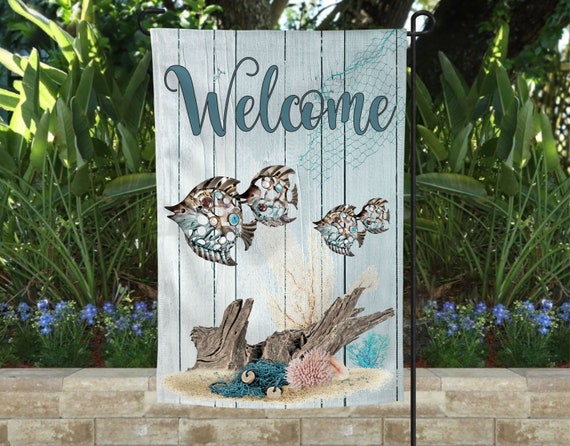 Garden Flag Nautical Flag Seashell Flag Beachy Flag Summer - Etsy