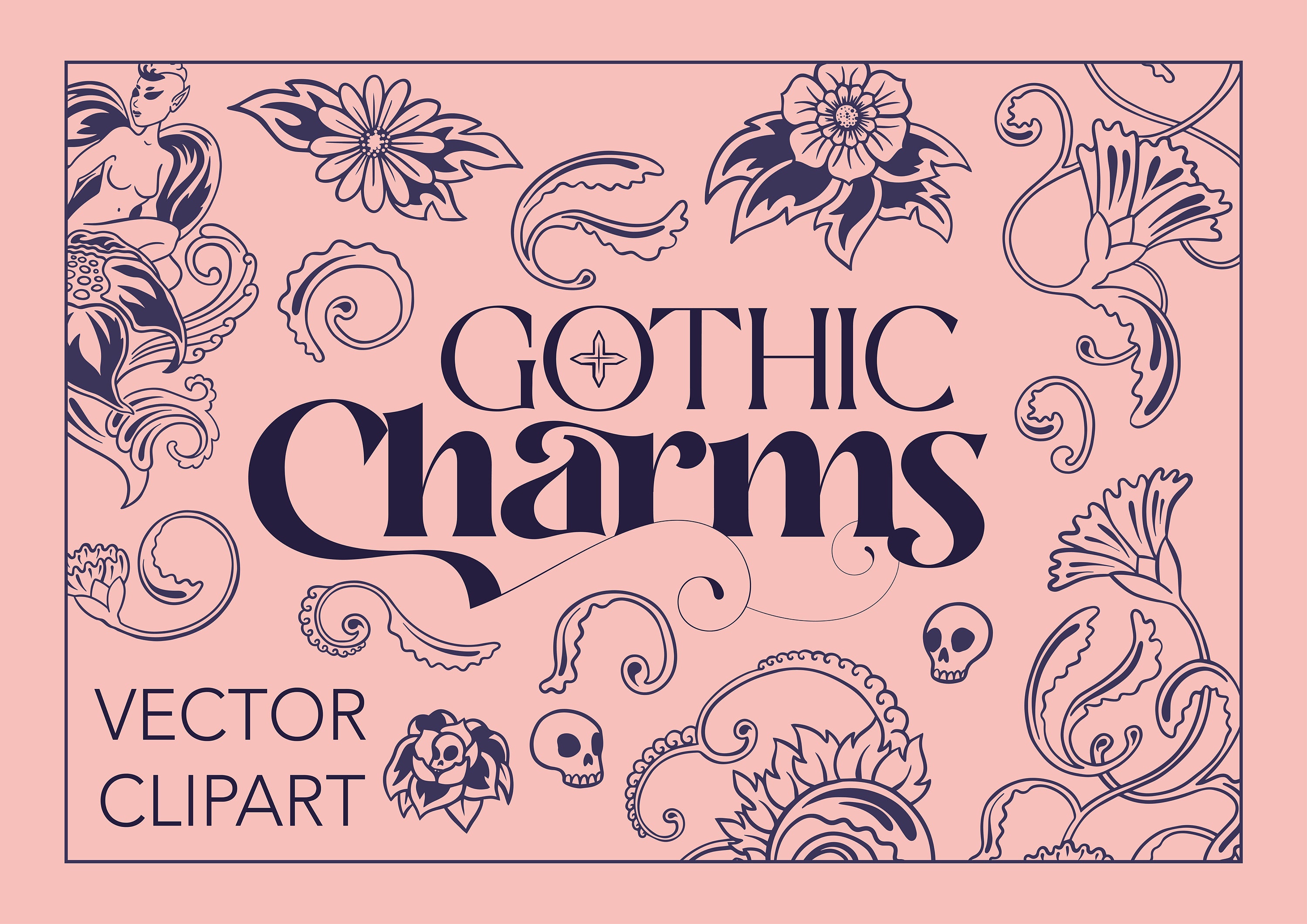 Vector Gothic Clipart / Vintage Flourish Clipart SVG / Gothic Ornaments ...