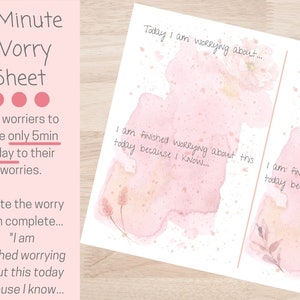 5 Minute Worry Sheet- Download and Print. for Worriers, Anxiety, Fears ...