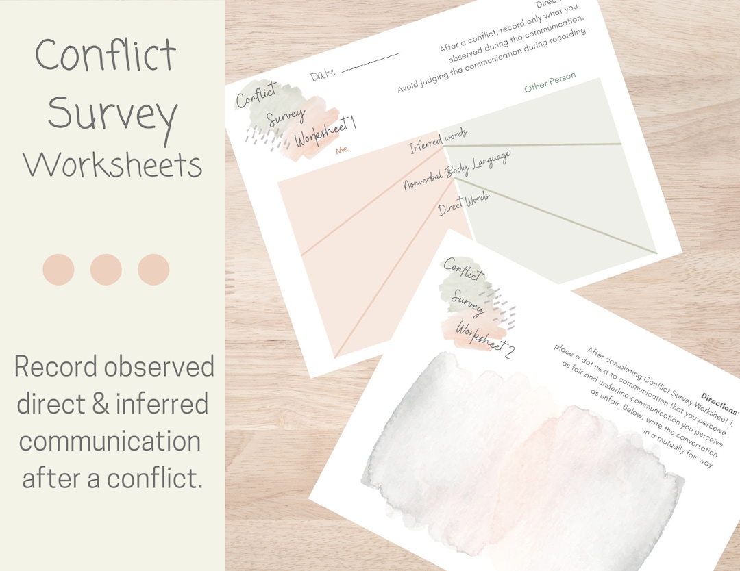 Conflict Survey Worksheets 2 Digital, PDF, Observe Unhealthy Conflict ...