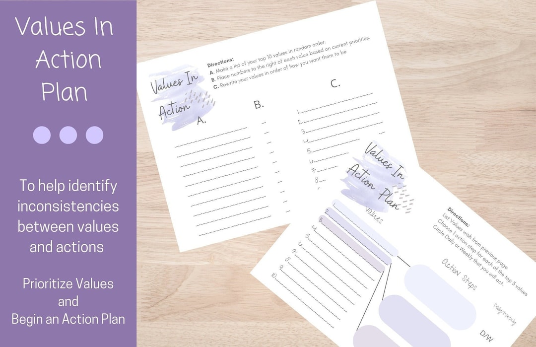 Values in Action Worksheets- 2 Digital, Printable, PDF Files. Identify ...